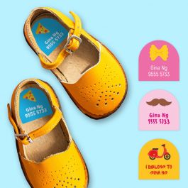 14 self-adhesive shoe name labels | stickerkid.sg